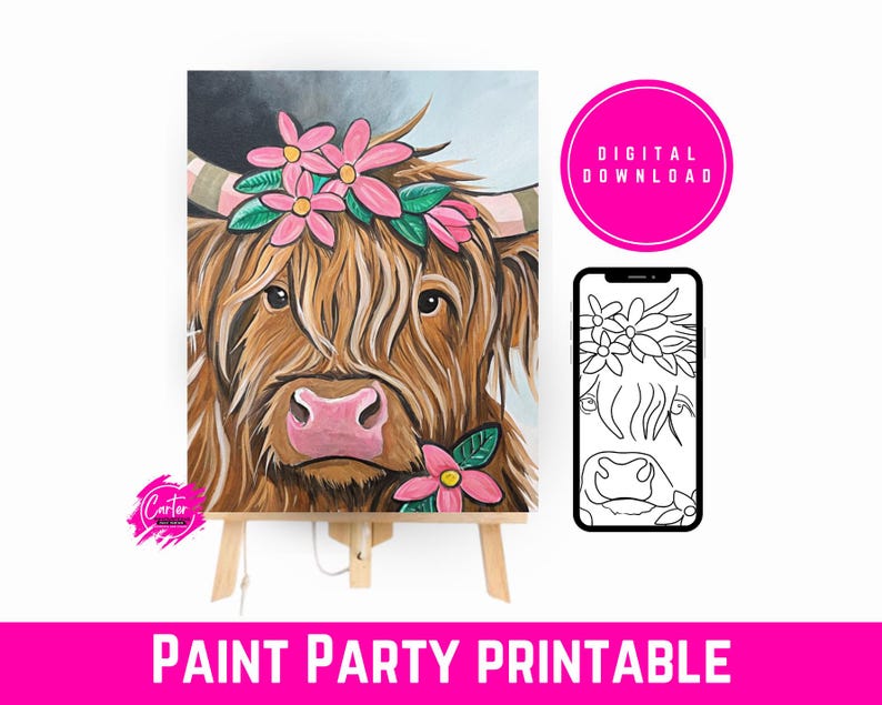 Spring Paint Party Printables | Digital Download | DIY Canvas | Pre ...