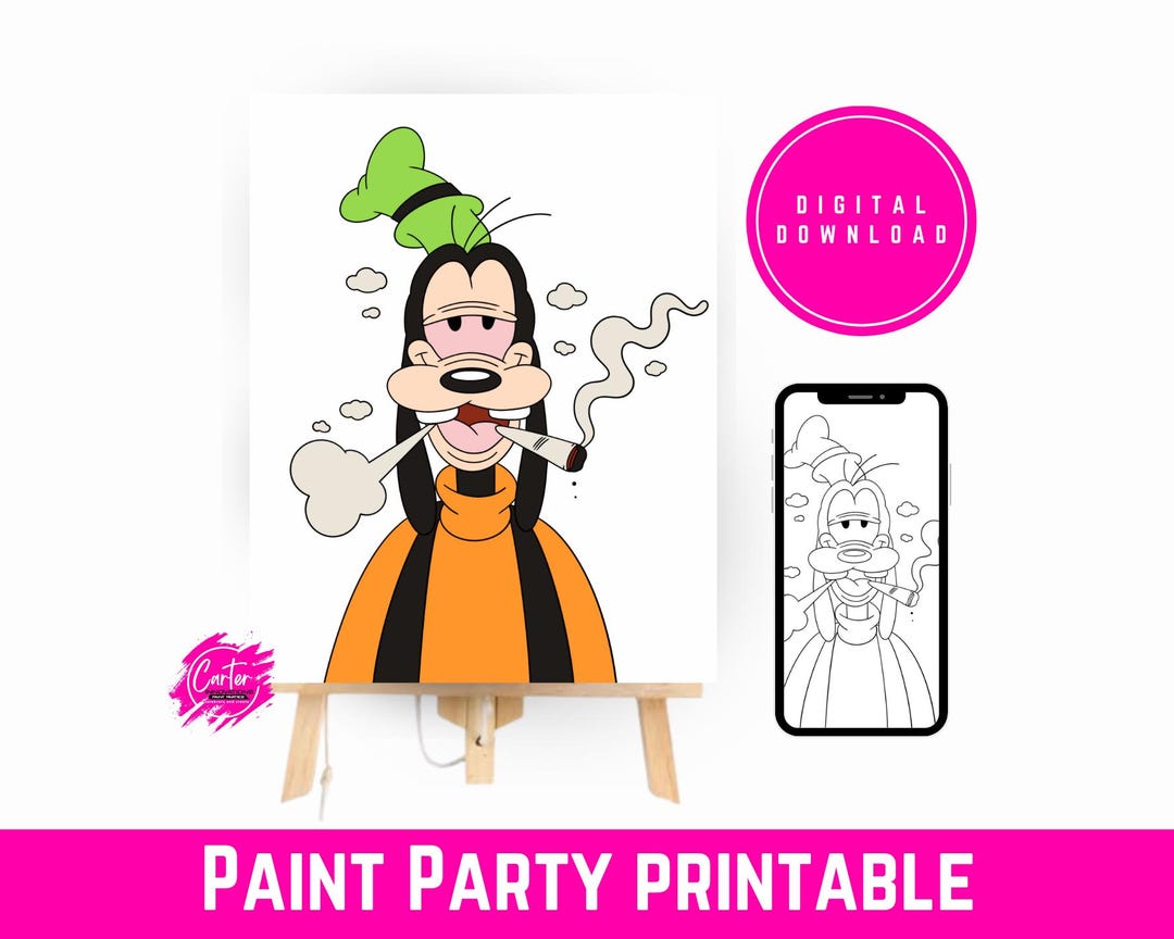 Digital Download Printable Coloring Page Smoking Cartoon Puff & Paint ...