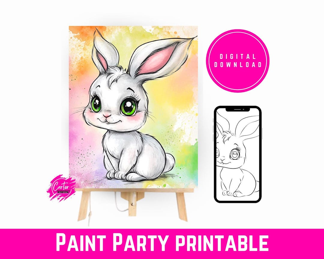 Easter Bunny Paint Party Printable, DIY Rabbit Painting Template ...