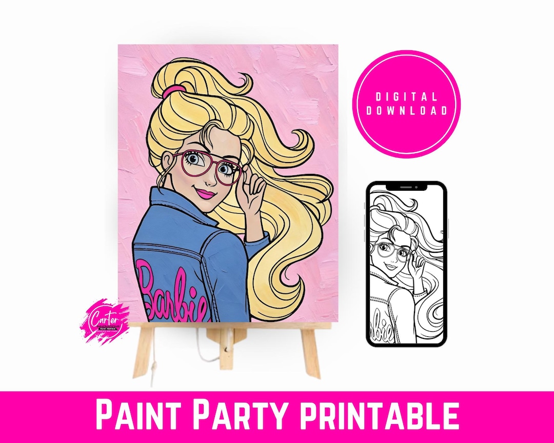 Barbie Paint Party Printable | Digital Download | DIY Canvas | Pre ...