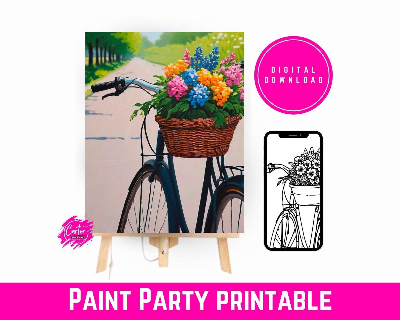 Spring Flowers Paint Party Printable | Digital Download | DIY Canvas ...