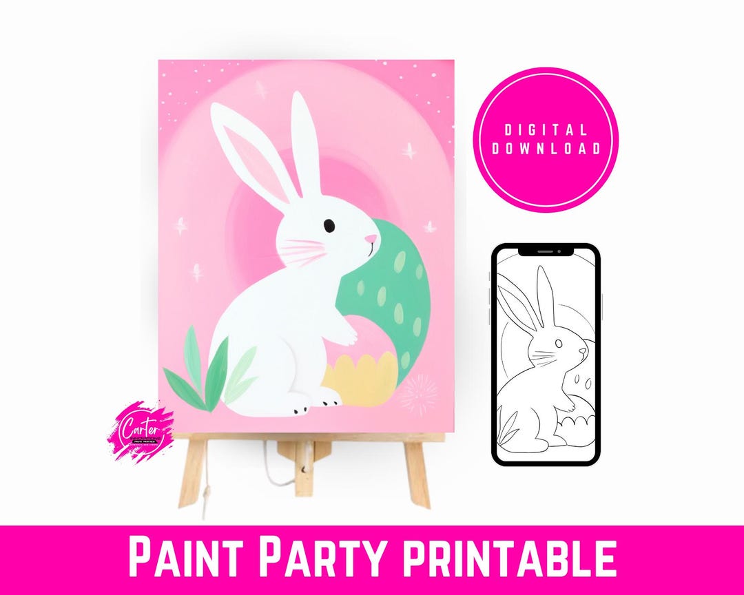 Easter Bunny Paint Party Printable, DIY Rabbit Painting Template ...
