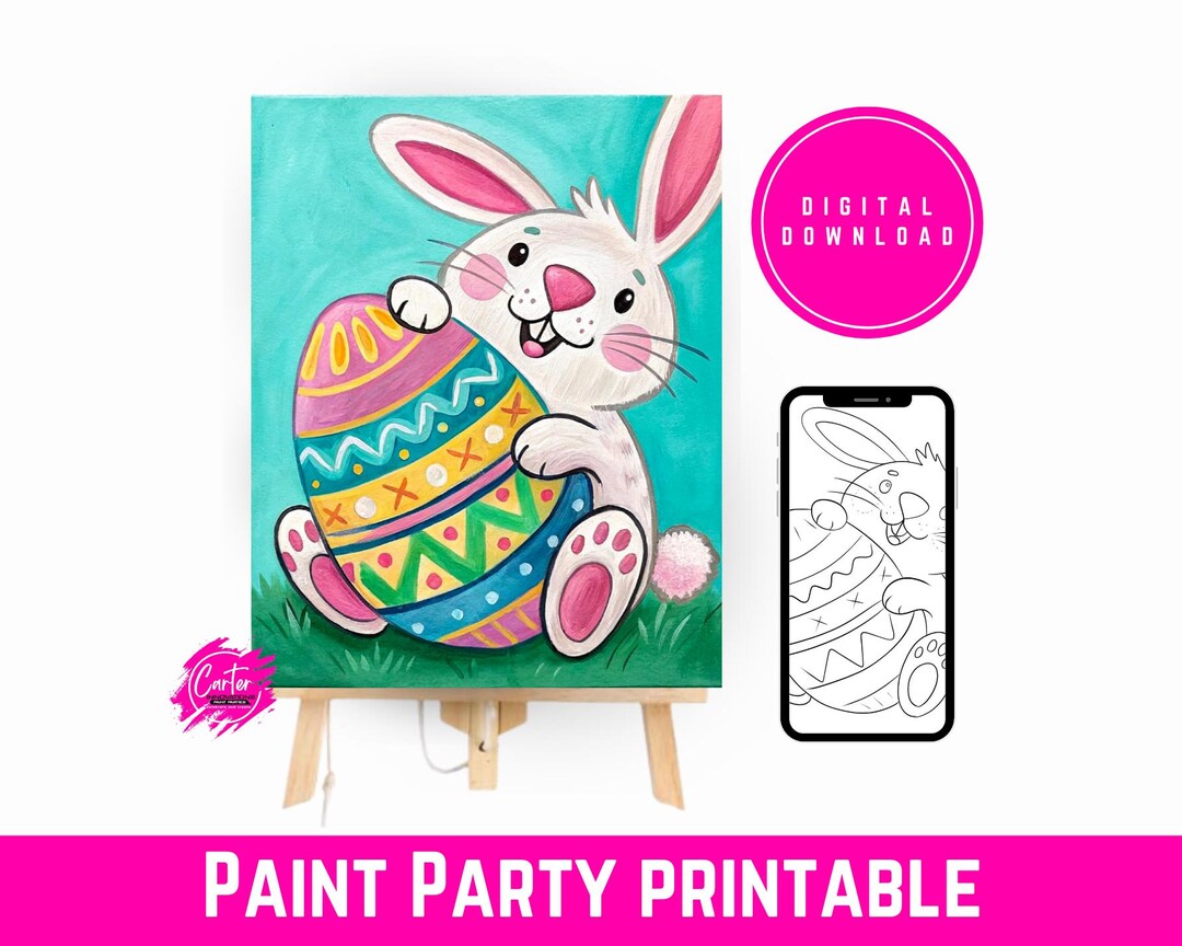 Easter Bunny Paint Party Printable, DIY Rabbit Painting Template ...