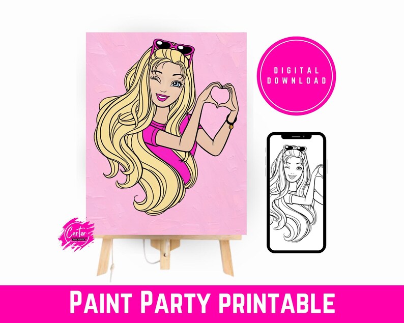 Barbie Paint Party Printable | Digital Download | DIY Canvas | Pre ...