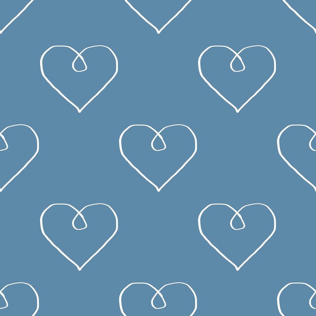 Single Line Art Heart on Blue Background - Etsy