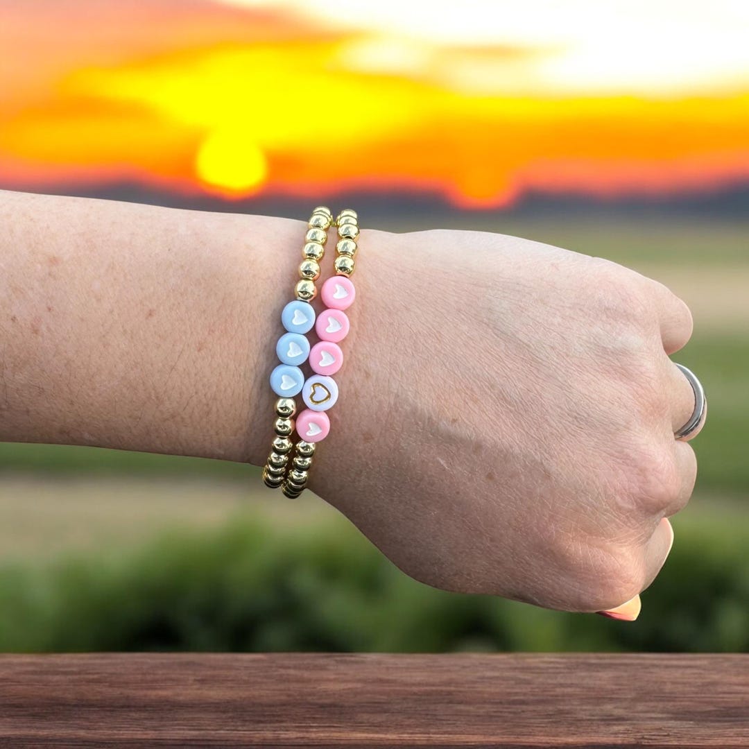 Birth Order Bracelets - 14k Gold Filled Beads With Blue (boy), Pink ...