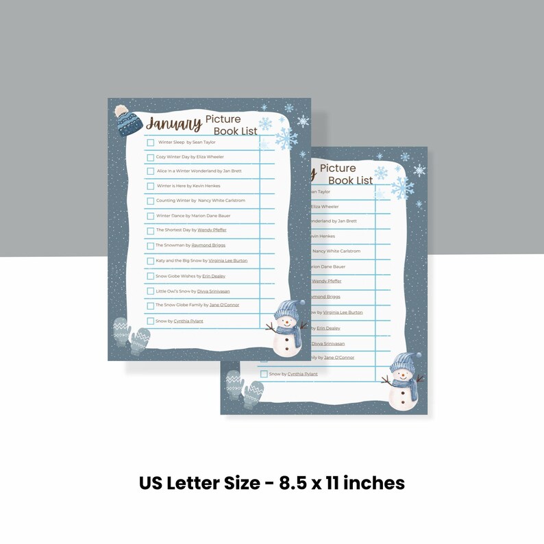 Printable Book List for Kids, Winter Picture Book List, Kids Reading ...