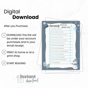 Printable Book List for Kids, Winter Picture Book List, Kids Reading ...