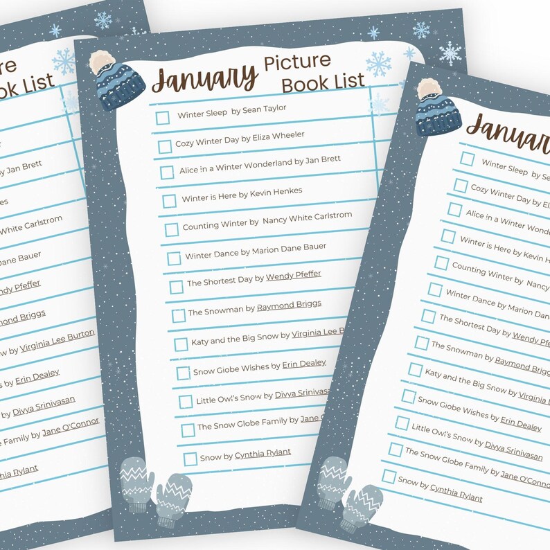 Printable Book List for Kids, Winter Picture Book List, Kids Reading ...