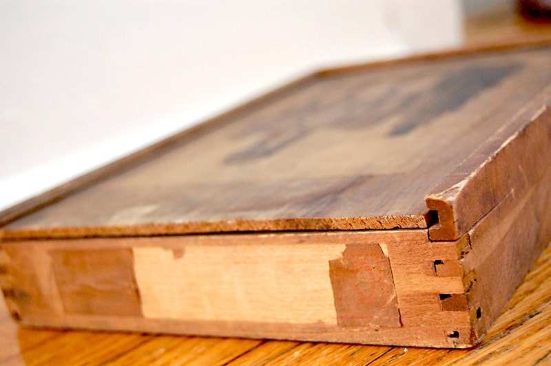 Vintage Rustic Wood Box Handmade With Primitive Architecture Building ...