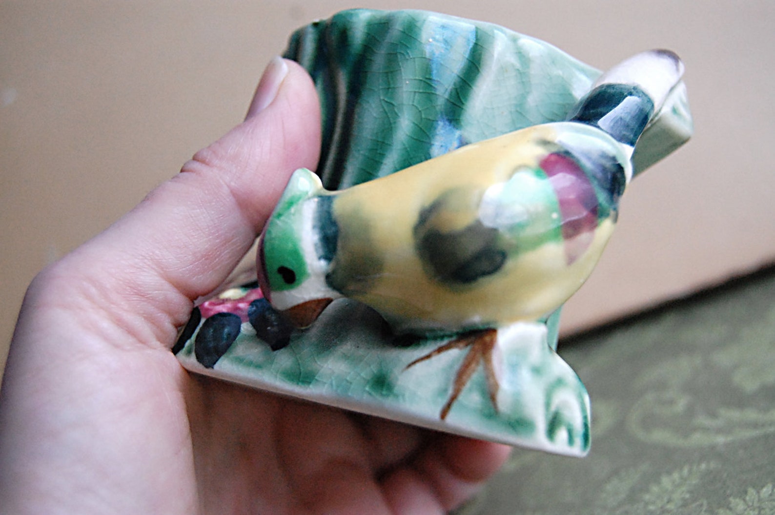 Vintage Ceramic Bird Planter With Tree Trunk Florart 1960s - Etsy