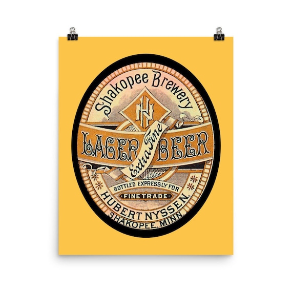 Vintage Beer Logo Man Cave Art Print Graphic Design Wall Art - Etsy