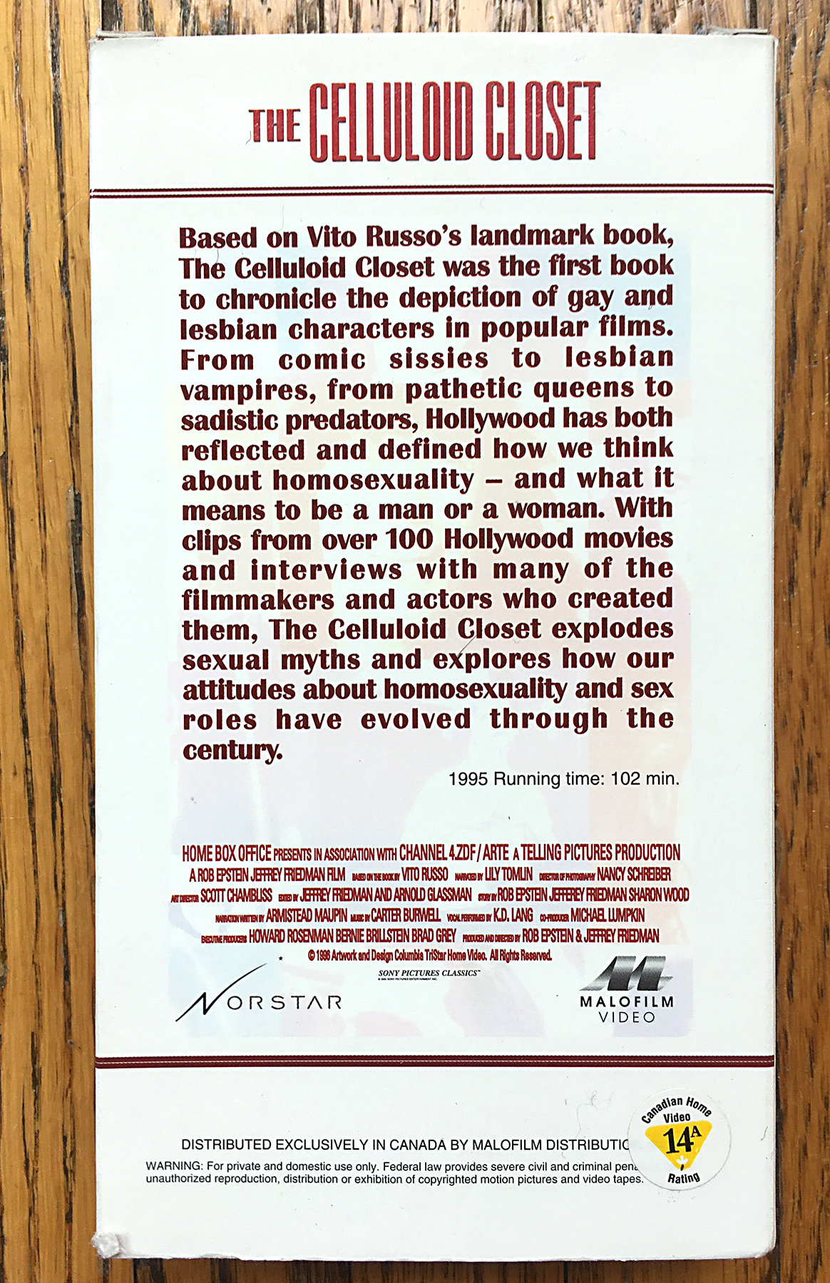 Vintage VHS Movie the Celluloid Closet Documentary Based on Book by ...