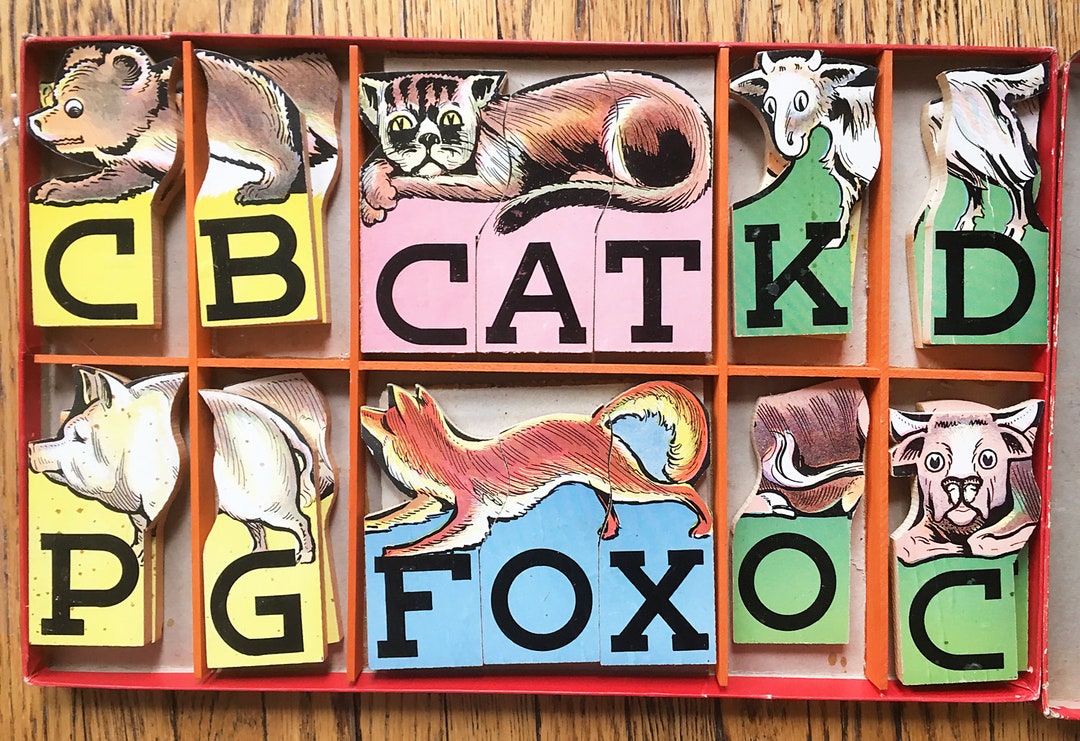 Vintage Animal Letters Kit Toy Animal Words Child Education Play ...