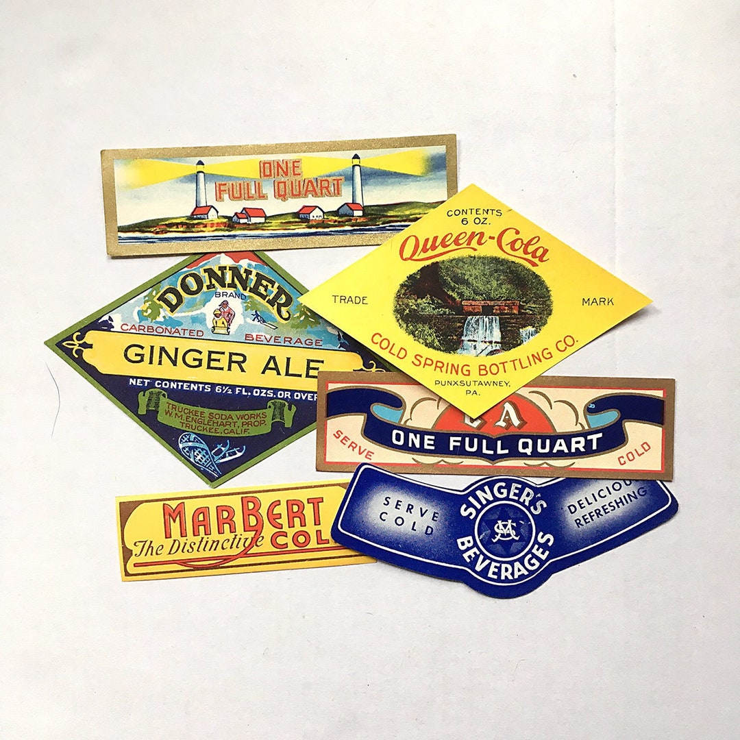 Vintage Soda Labels Instant Collection Soft Drinks Soda Pop Beverage ...