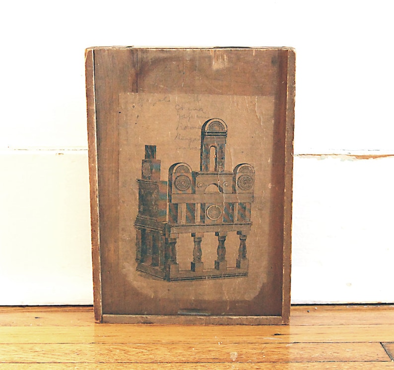 Vintage Rustic Wood Box Handmade With Primitive Architecture Building ...