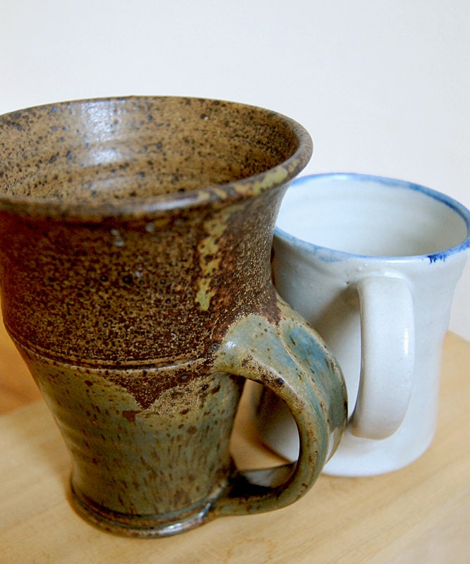 Handmade Pair of Ceramic Mugs or Cups With Geometric Triangle - Etsy