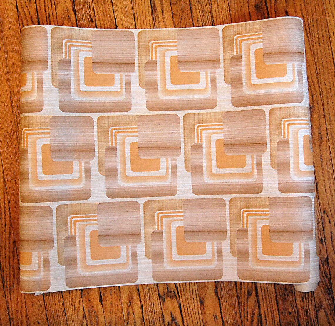 Vintage 1970s Wallpaper Orange Brown Mod Geometric Pop 70s Home Decor ...