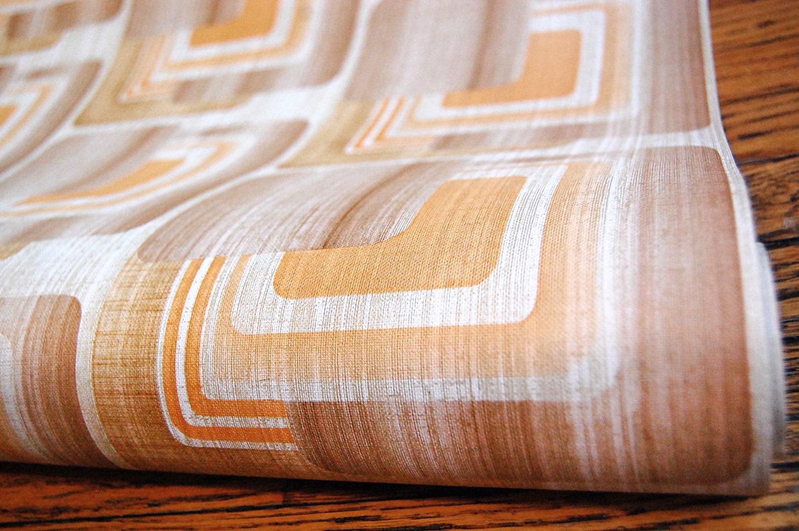Vintage 1970s Wallpaper Orange Brown Mod Geometric Pop 70s Home Decor ...