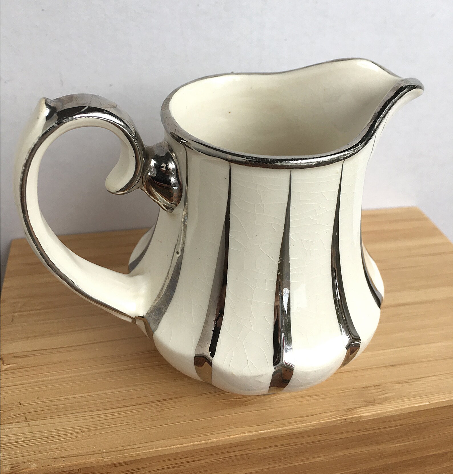 Vintage Midcentury Ceramic Creamer White and Silver Sadler England ...