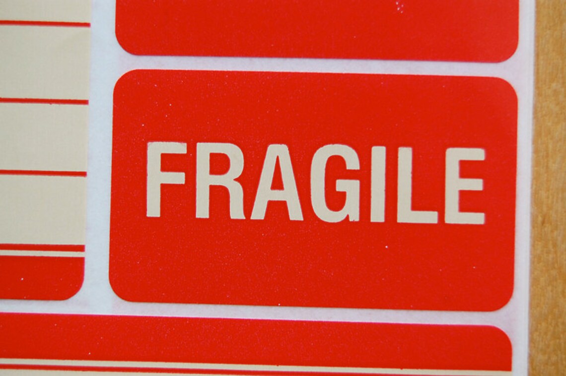 Vintage Red Mailing Labels With Fragile Stickers by Hallmark of Canada ...