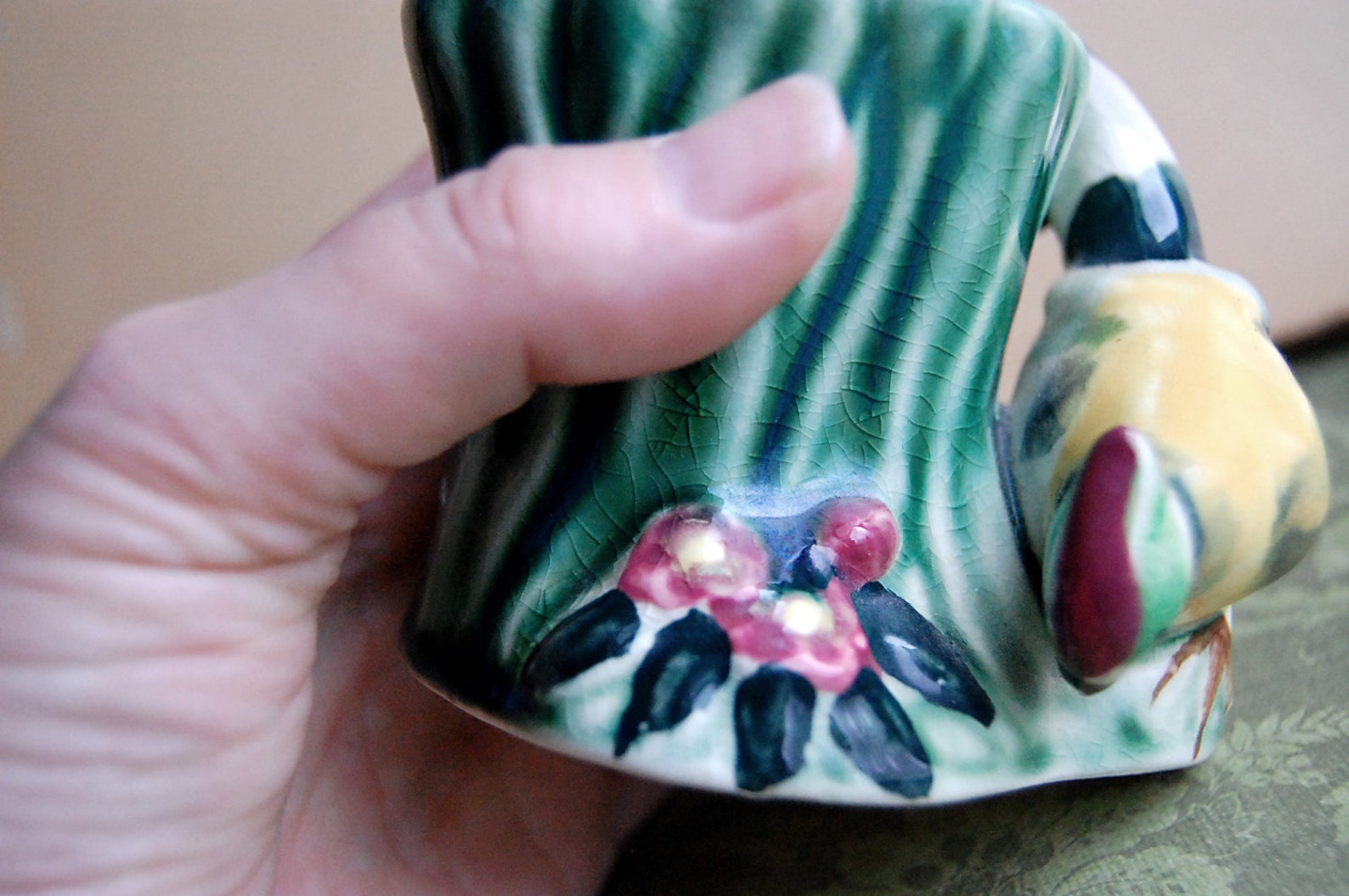 Vintage Ceramic Bird Planter with Tree Trunk Florart 1960s | Etsy