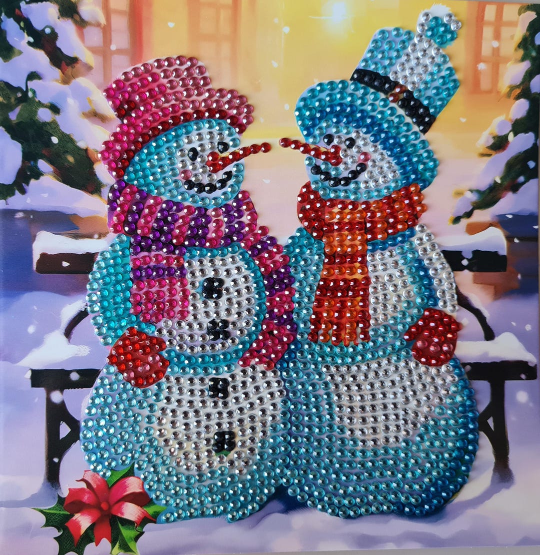 Diamond Art Christmas Card Snowmen - Etsy