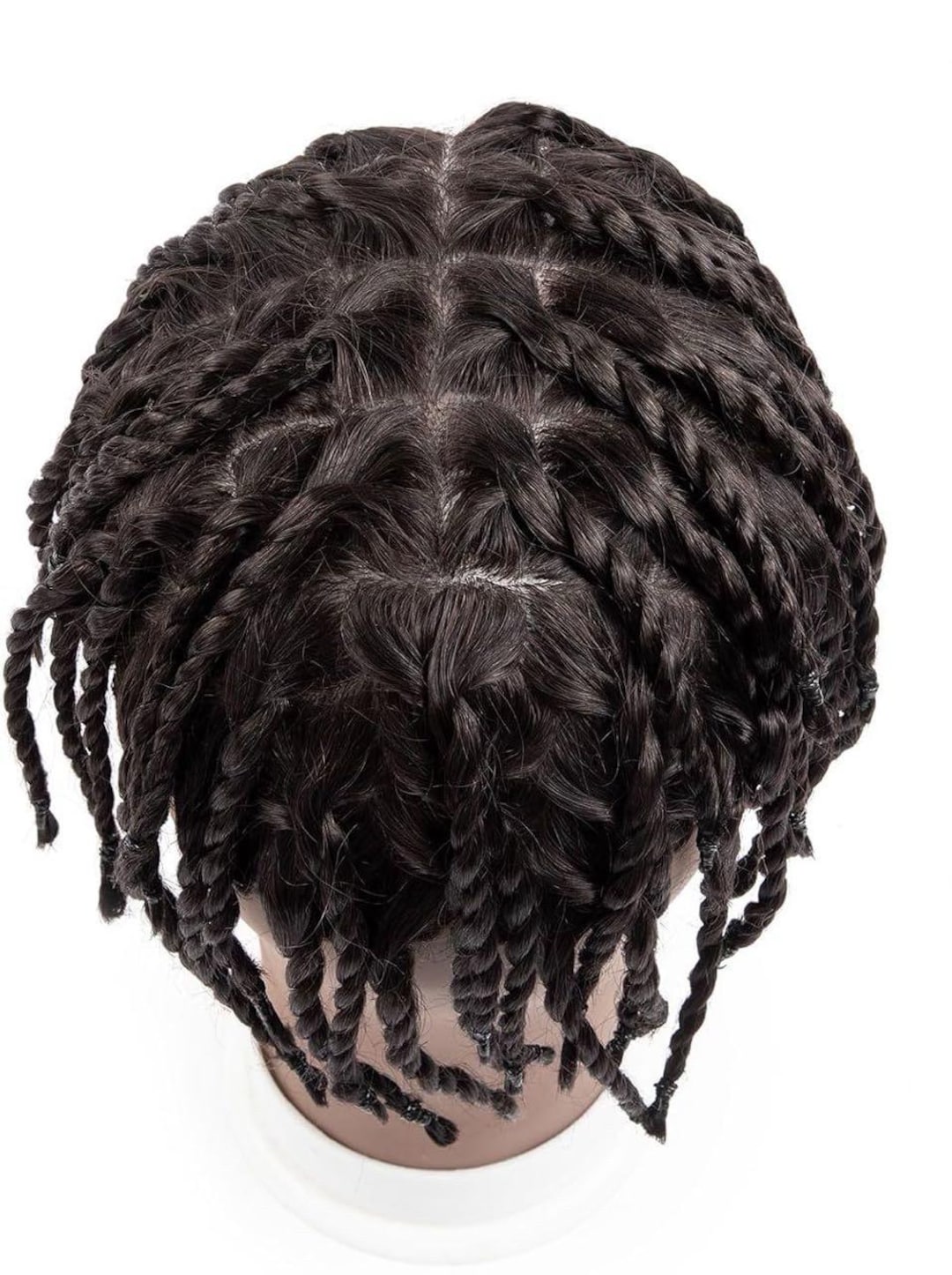 Afro Toupee Twist Braid Injected Pu Skin 100% Human Hair System for Men ...