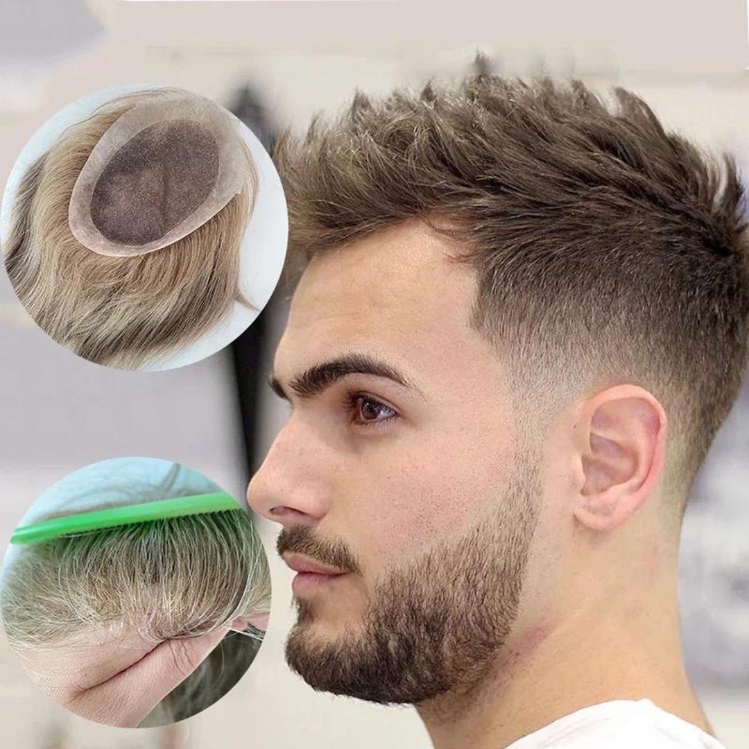 Customized Toupee for Men Real Human Hair Hairpieces, Real Man Hair ...