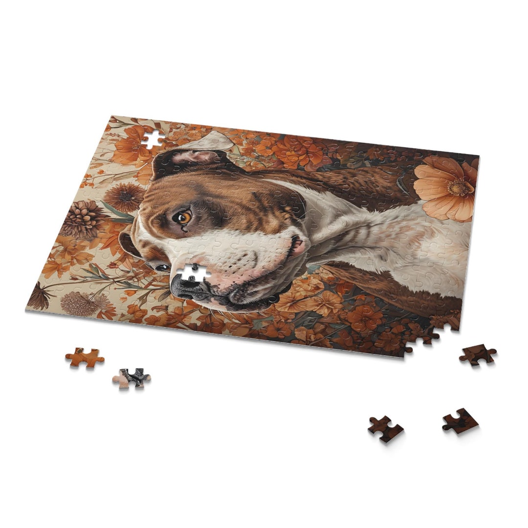 Jigsaw Puzzle Game, PIT BULL Dog Art, Pet Lovers Gift, Dog Mom/dad ...