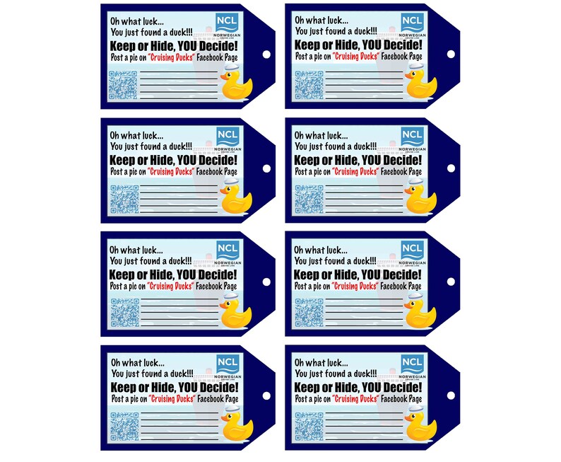 NCL Cruising Ducks INSTANT DOWNLOAD Tags Norwegian Cruise Etsy