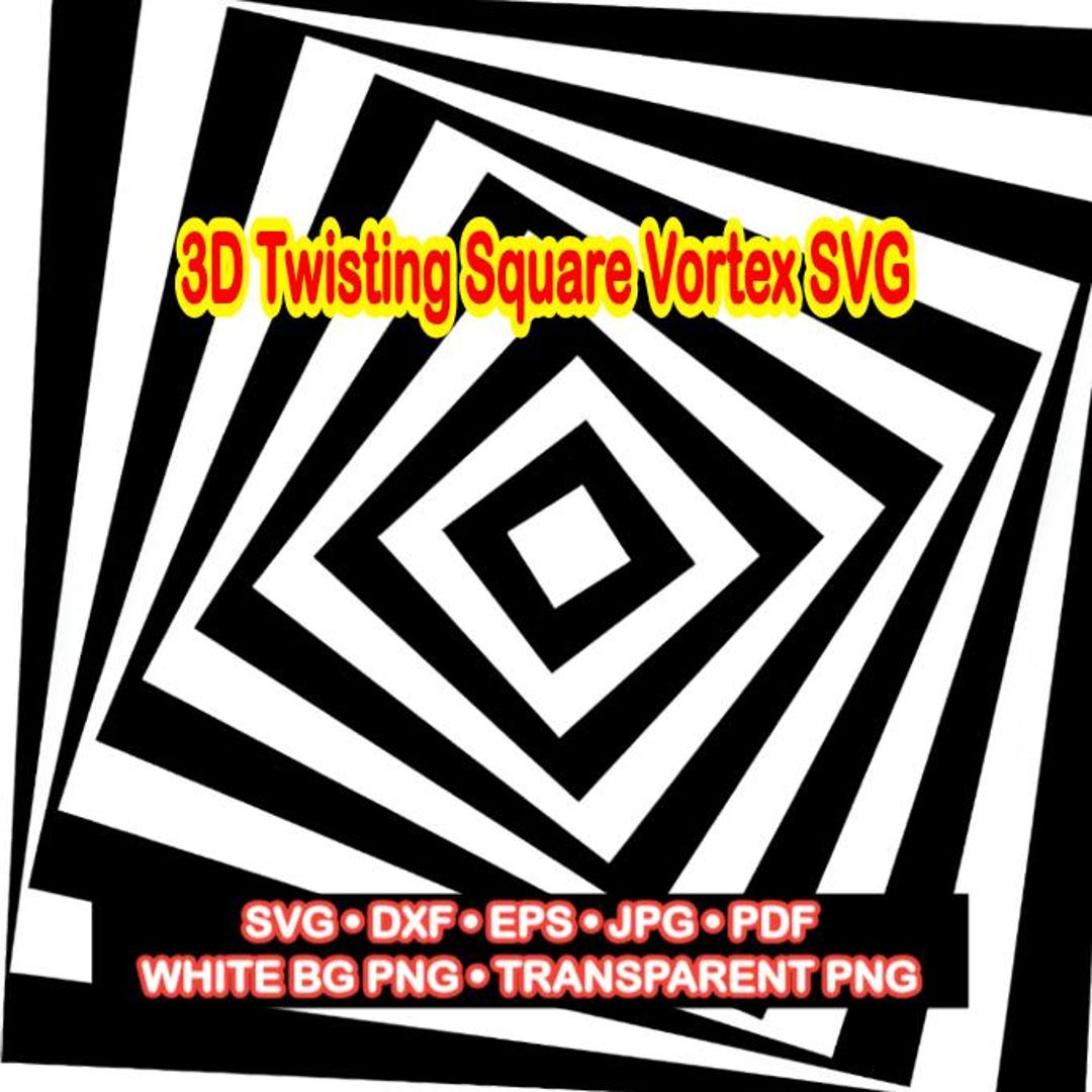 3D Twisting Square Vortex SVG Design | 3D Optical Illusion Art | 7 ...