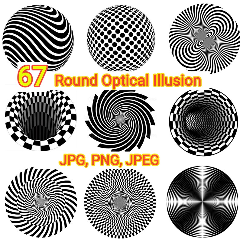 Trippy Optical Illusion Art Prints: 3D Visual Designs (A4 PNG JPG ...