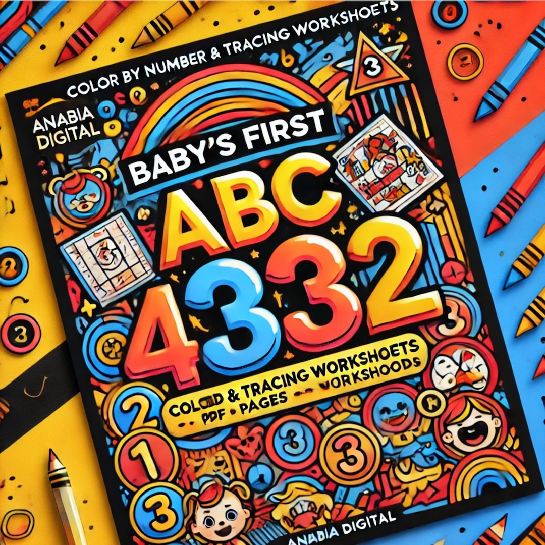 COLOR by NUMBER, Trace Worksheets, Printable Baby’s First ABC 123 Pages ...
