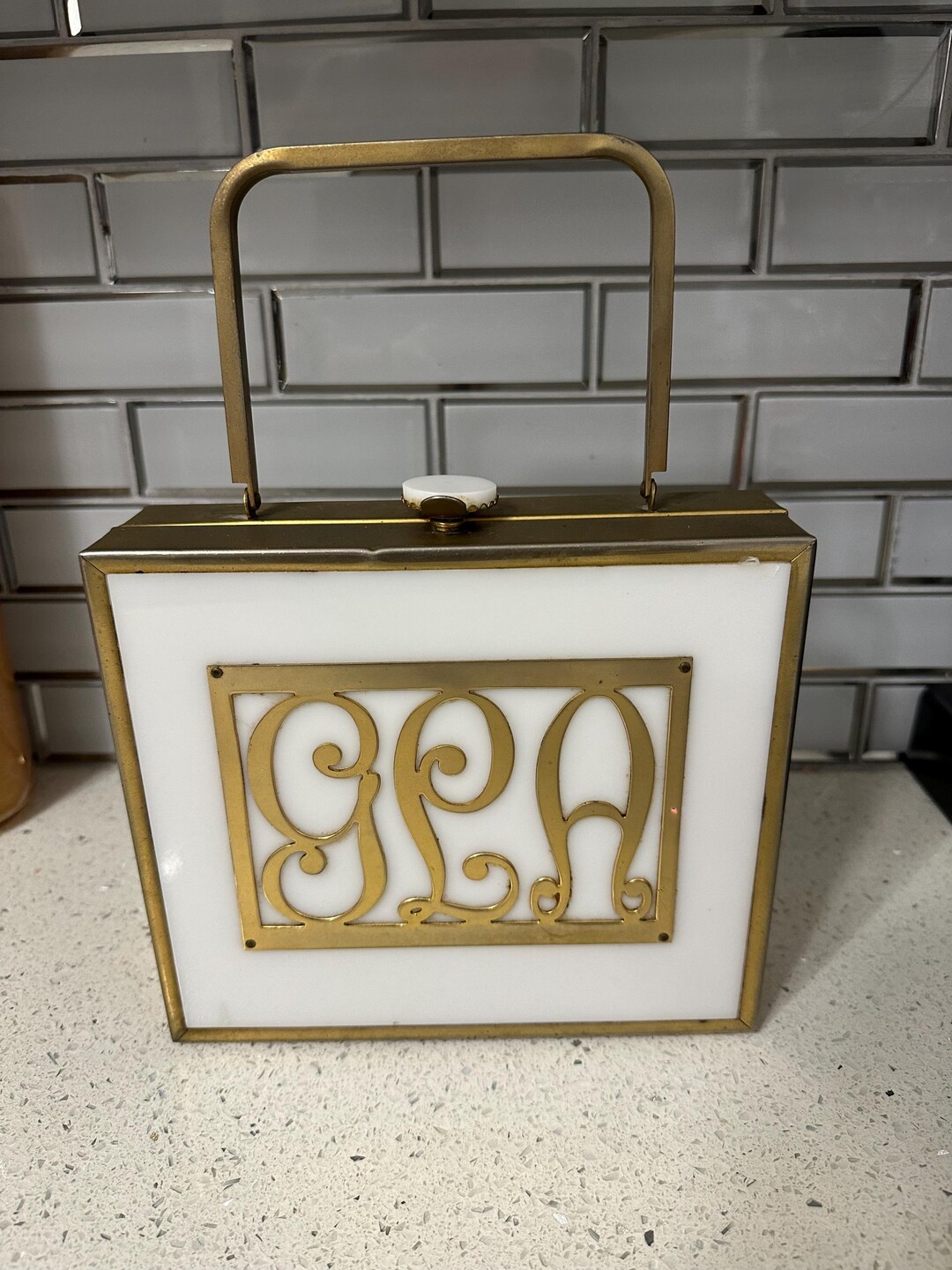 Rare Vintage Tyrolean White / Brass Lucite Monogram Handbag - Etsy