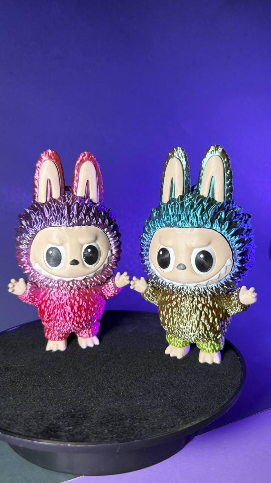 Rainbow Fur Labubu Figurine: 3D Art Toy With Rotating Eyes - Etsy