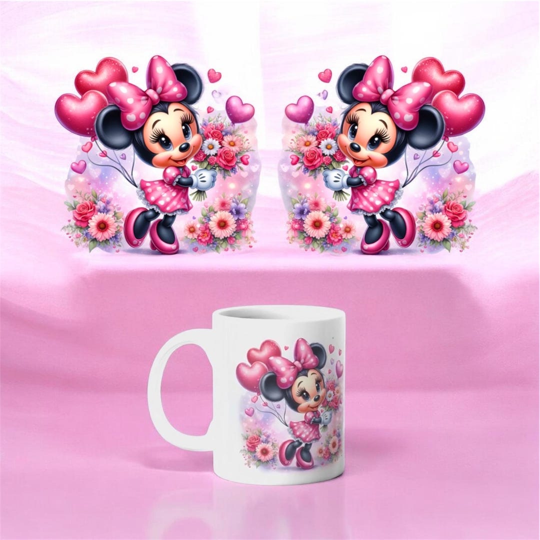 15 Oz,minnie Mouse Mug With Heart Balloons - Etsy
