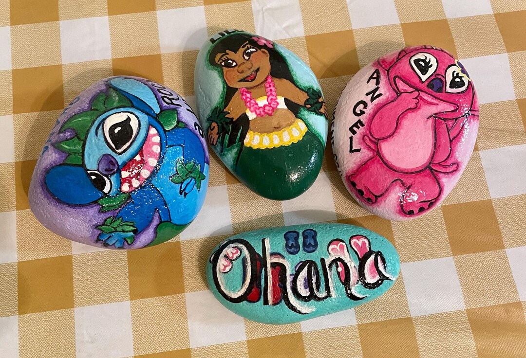 Hand Painted Rocks Set lilo and Ohana - Etsy