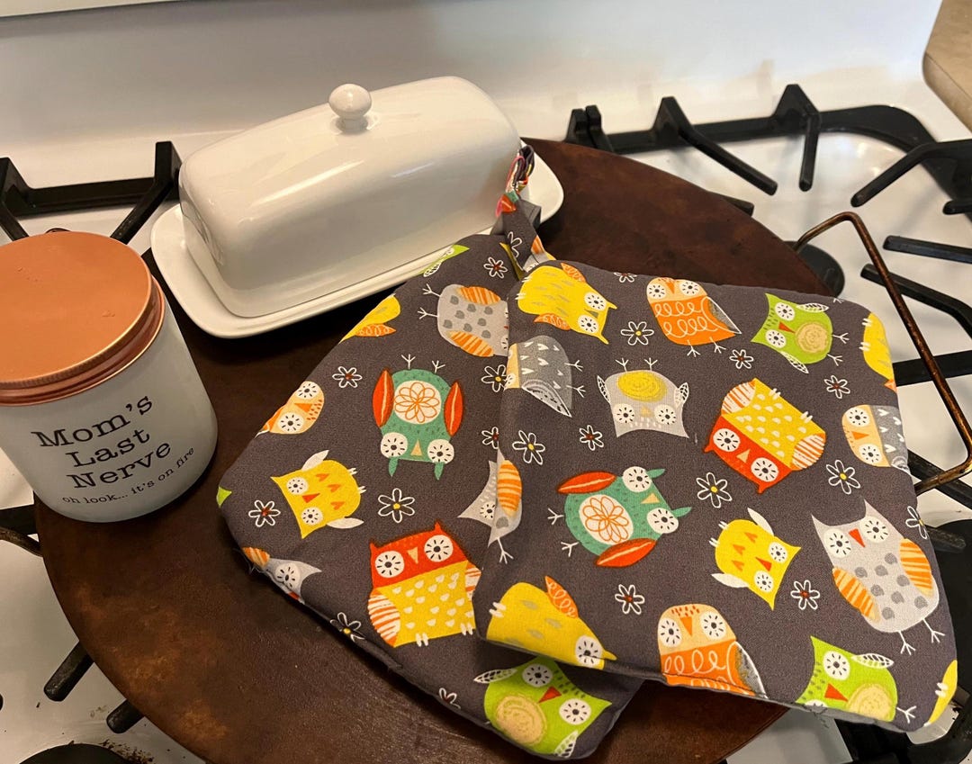 Cartoon Owl Potholders – Handmade Hot Pads With Whimsy - Etsy