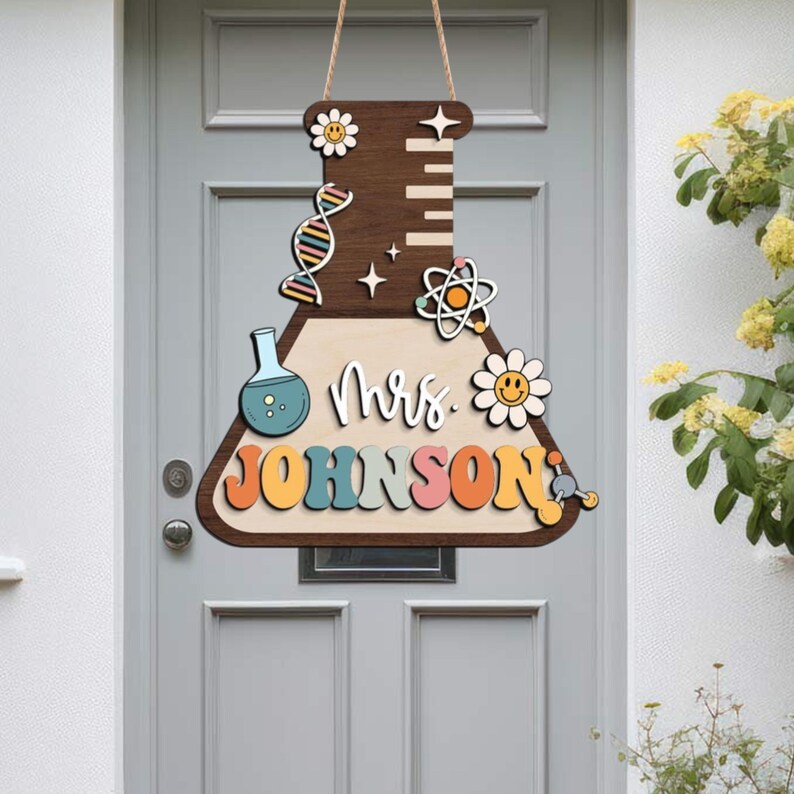 Custom 3D Science Teacher Name Sign – Personalized Door Hanger for ...