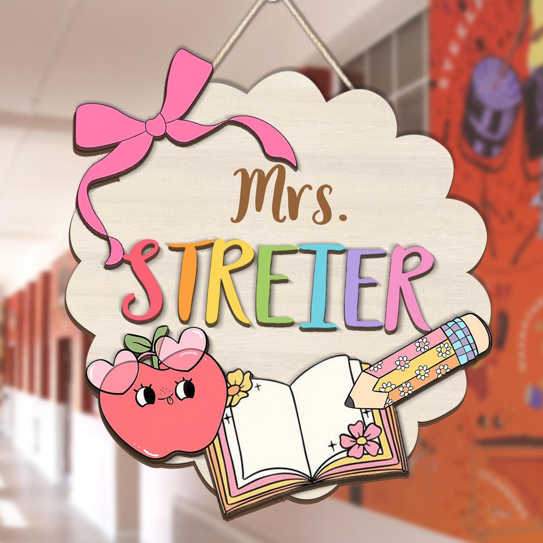 Personalized Teacher Gift, 3D Classroom Door Hanger, Custom Teacher ...