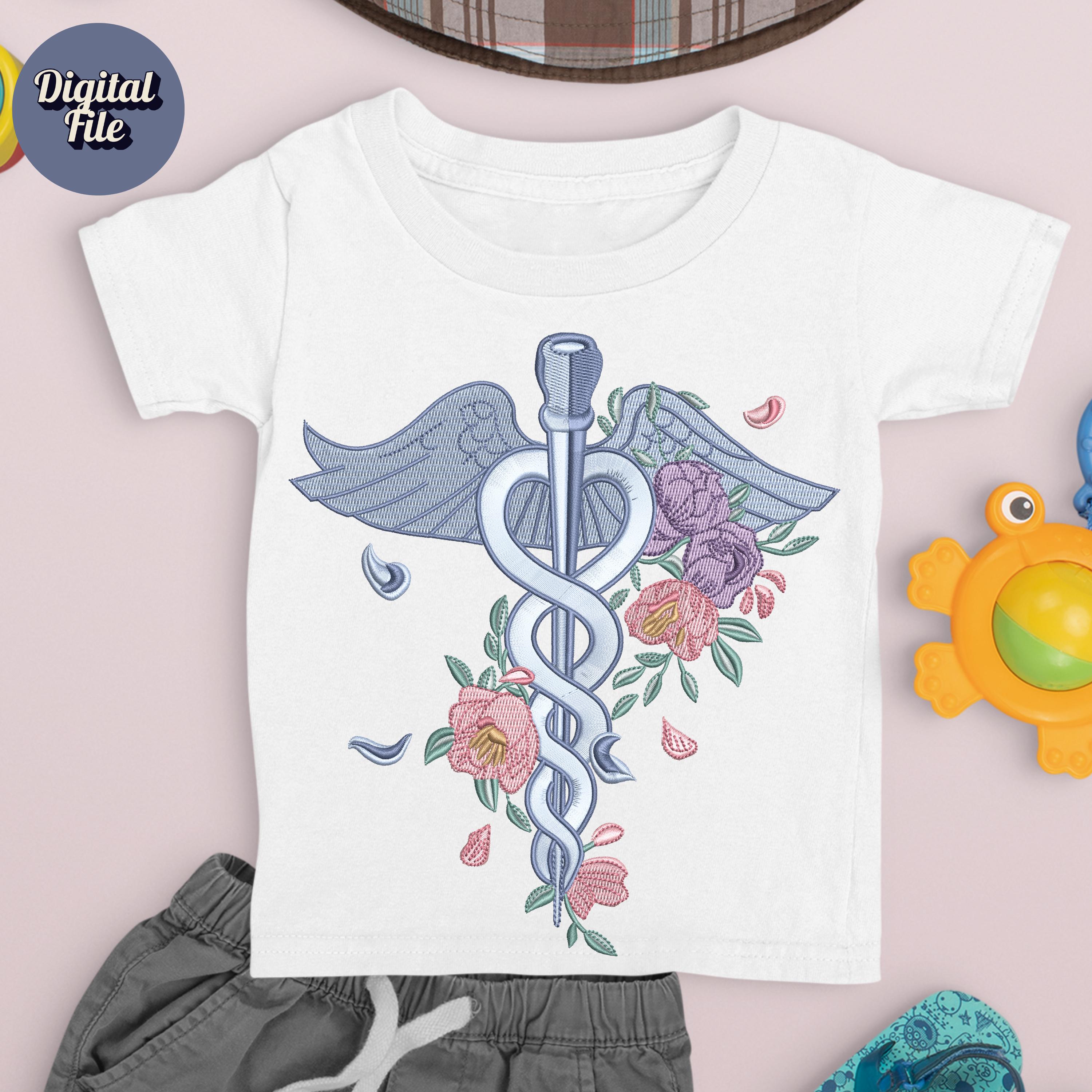 Caduceus Embroidery Design, Medical Symbol Pattern, Doctor and Nurse ...
