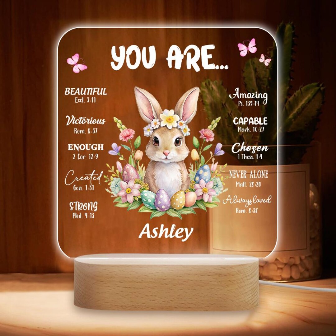 Personalized Bible Verse Night Light Custom Faith Christian Easter Gift ...