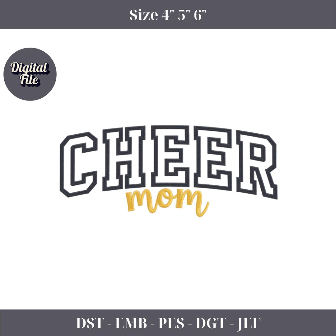 Cheer Mom Applique Embroidery Design Arched Cheer Mom Embroidery File ...