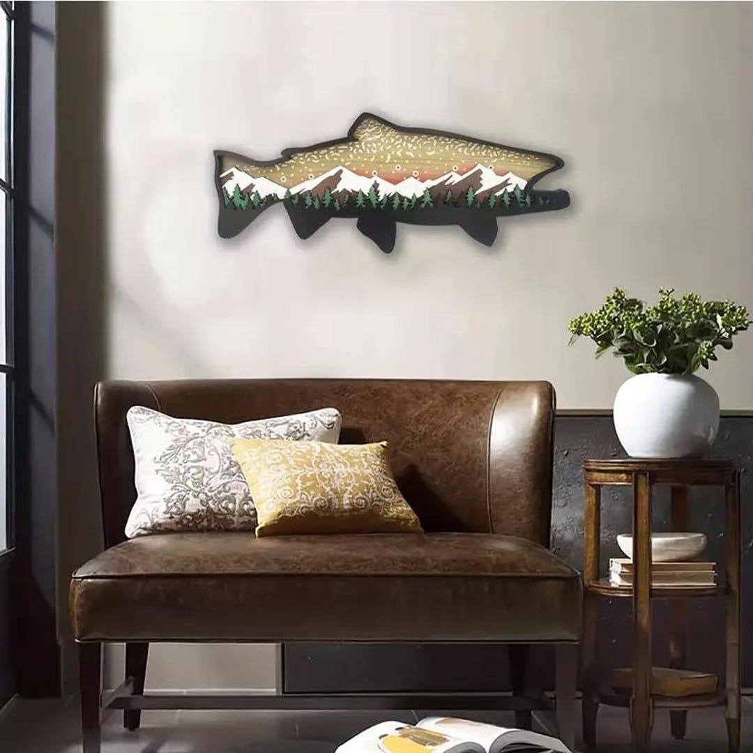 3D Wooden Salmon Ornament – Christmas Gift Fish Wall Decor – Rustic ...