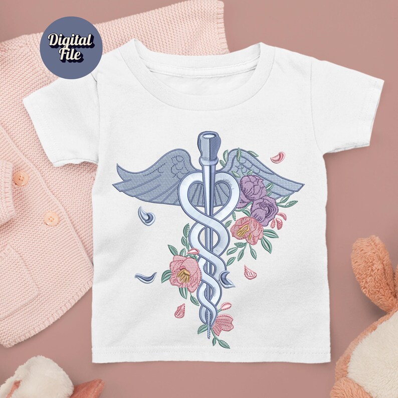 Caduceus Embroidery Design, Medical Symbol Pattern, Doctor and Nurse ...