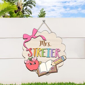 Personalized Teacher Gift, 3D Classroom Door Hanger, Custom Teacher ...
