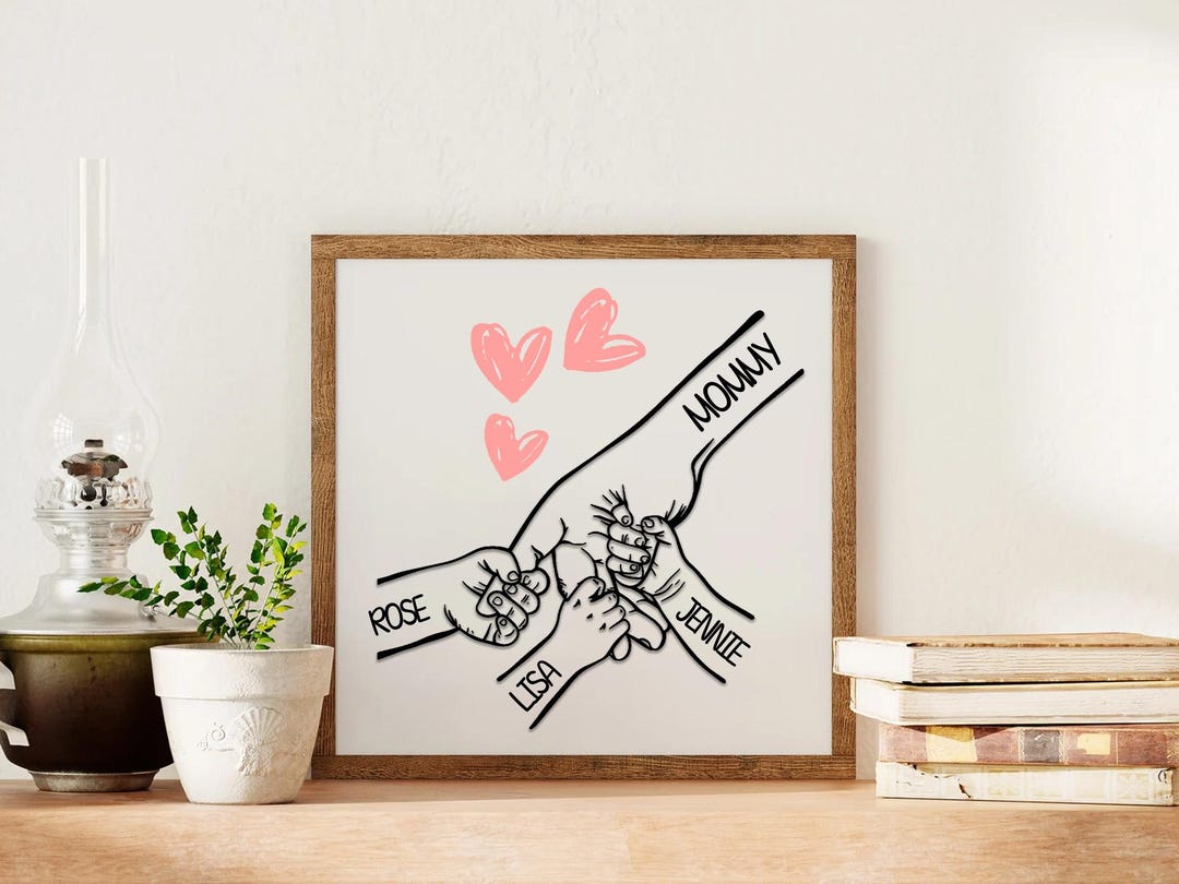 Personalized Mom Holding Kids’ Hands Sign, Custom Mother’s Day Gift ...