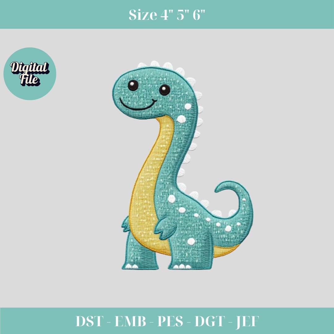 Dino Embroidery Design Machine Embroidery Pattern Instant Download ...