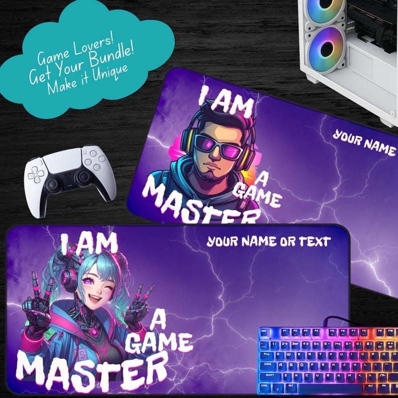 Custom Gaming Desk Mat, Personalized Mouse Pad Bundle - Etsy
